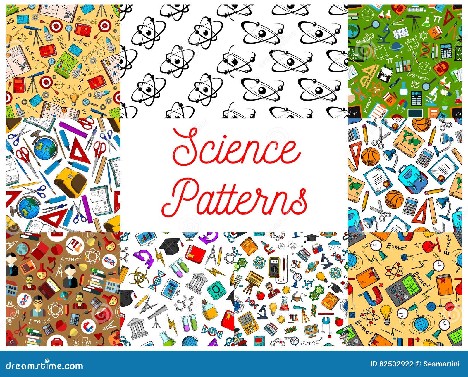Science seamless patterns stock vector. Illustration of education ...
