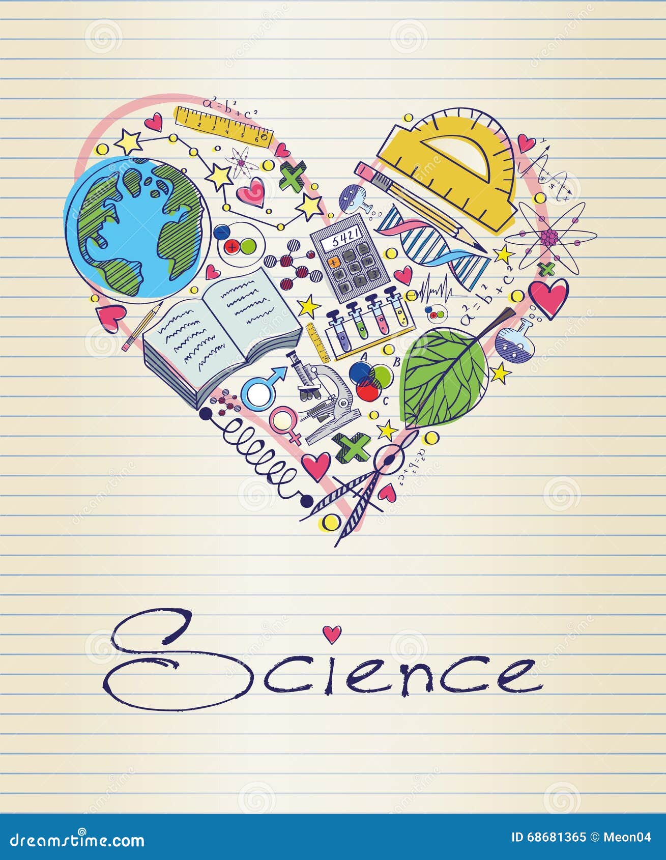 Science in shape of heart stock vector. Illustration of education ...