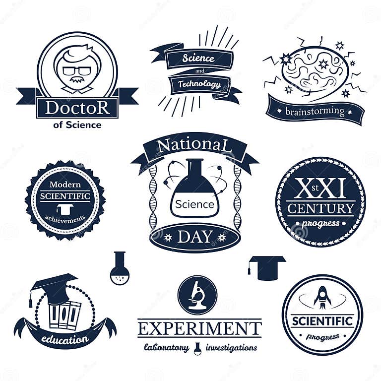 Science signs set stock vector. Illustration of label - 59838967