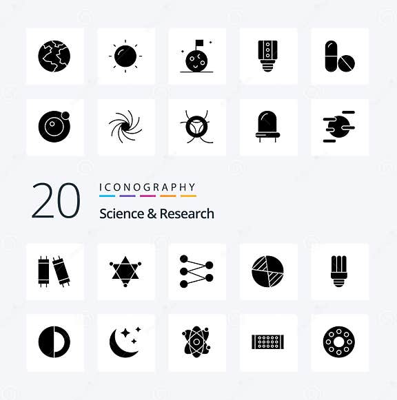 20 Science Solid Glyph Icon Pack Like Moon Sun Gravity Structure ...