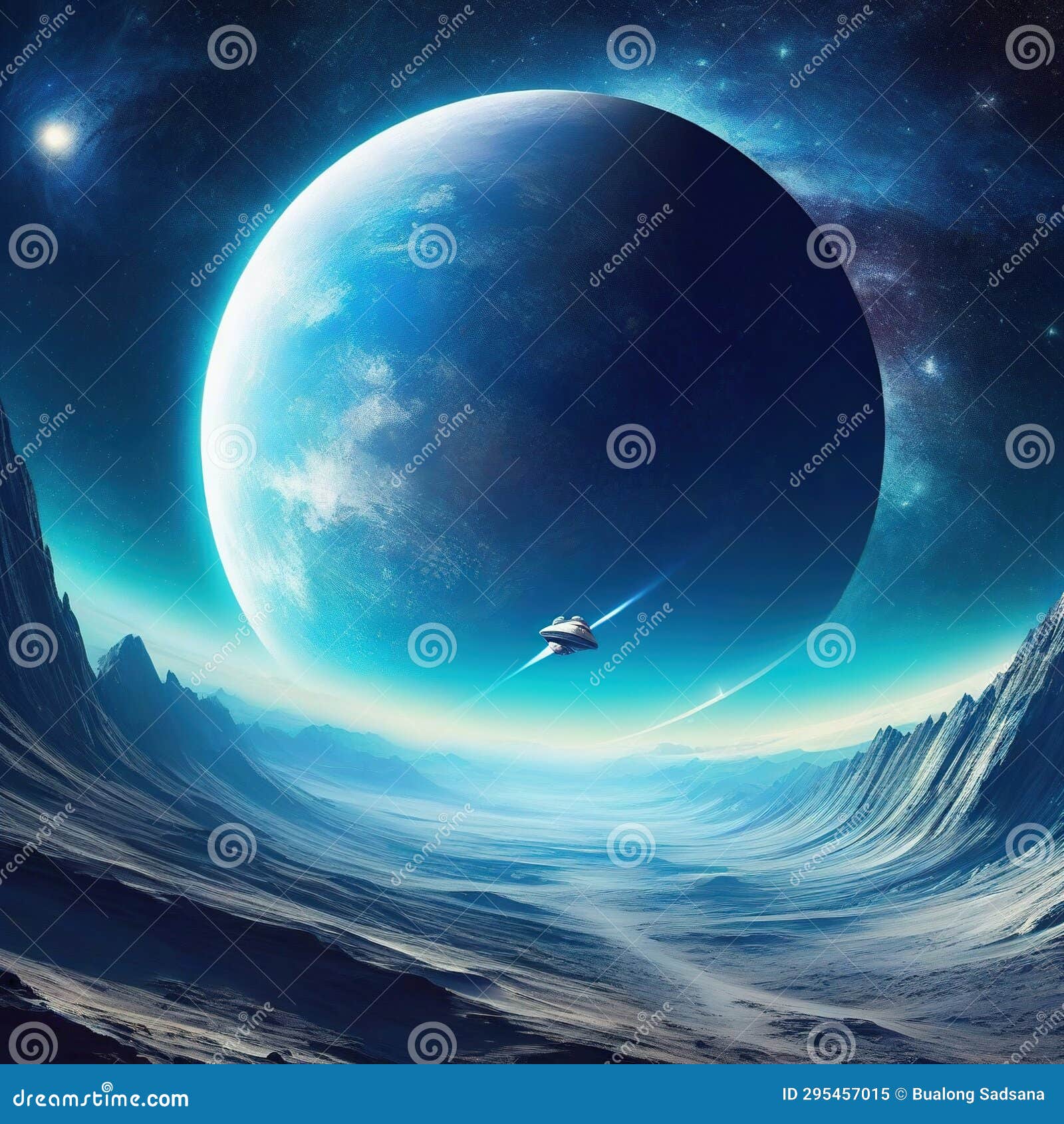 Science Space Poster with Space and Spaceship in the Style of ...