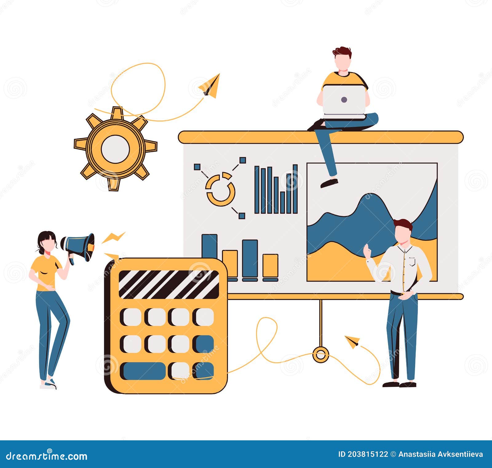 Science Statistics Concept. Vector Flat Person Illustration. Man And ...