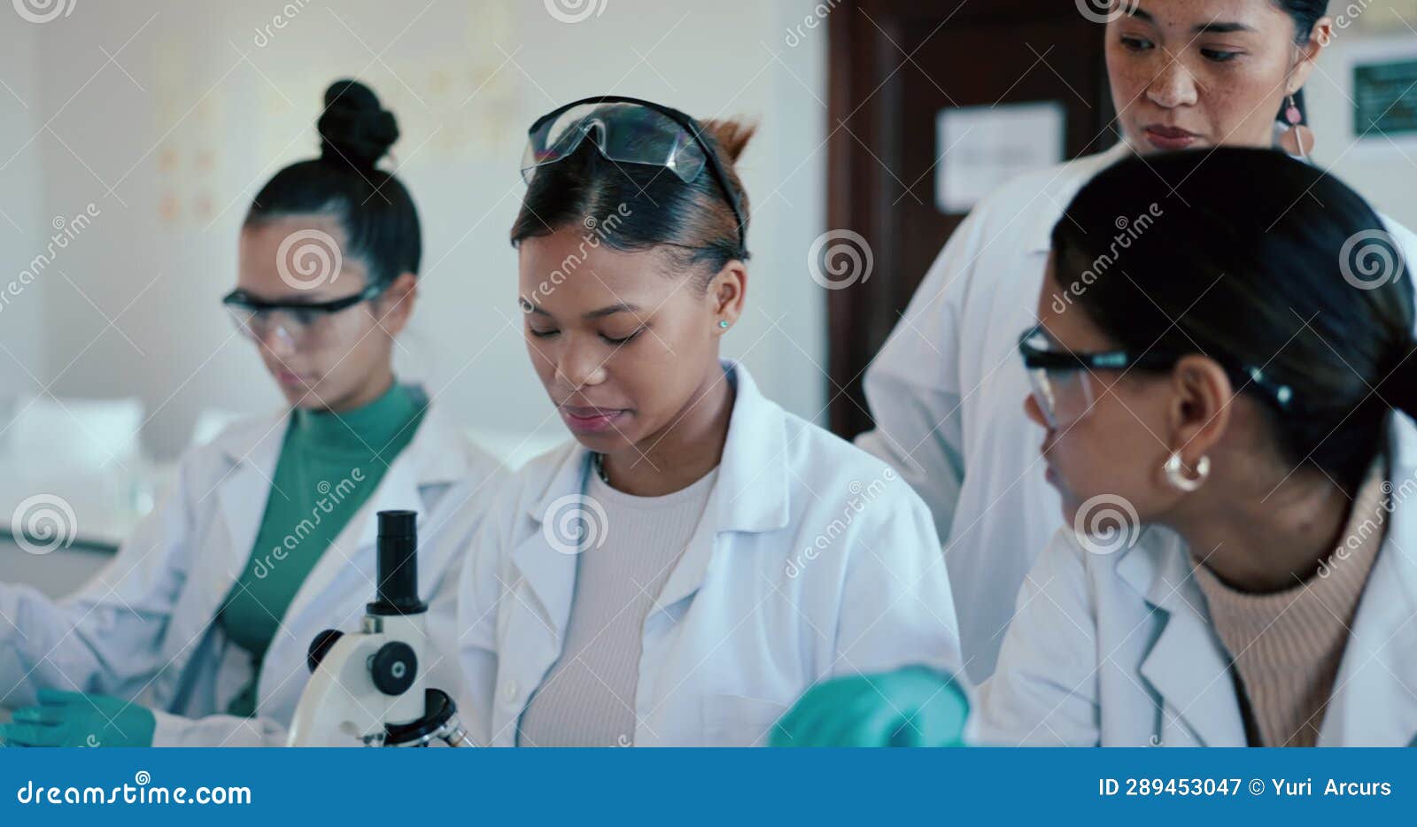 Science Students, Laboratory and Question in Classroom for Microscope ...