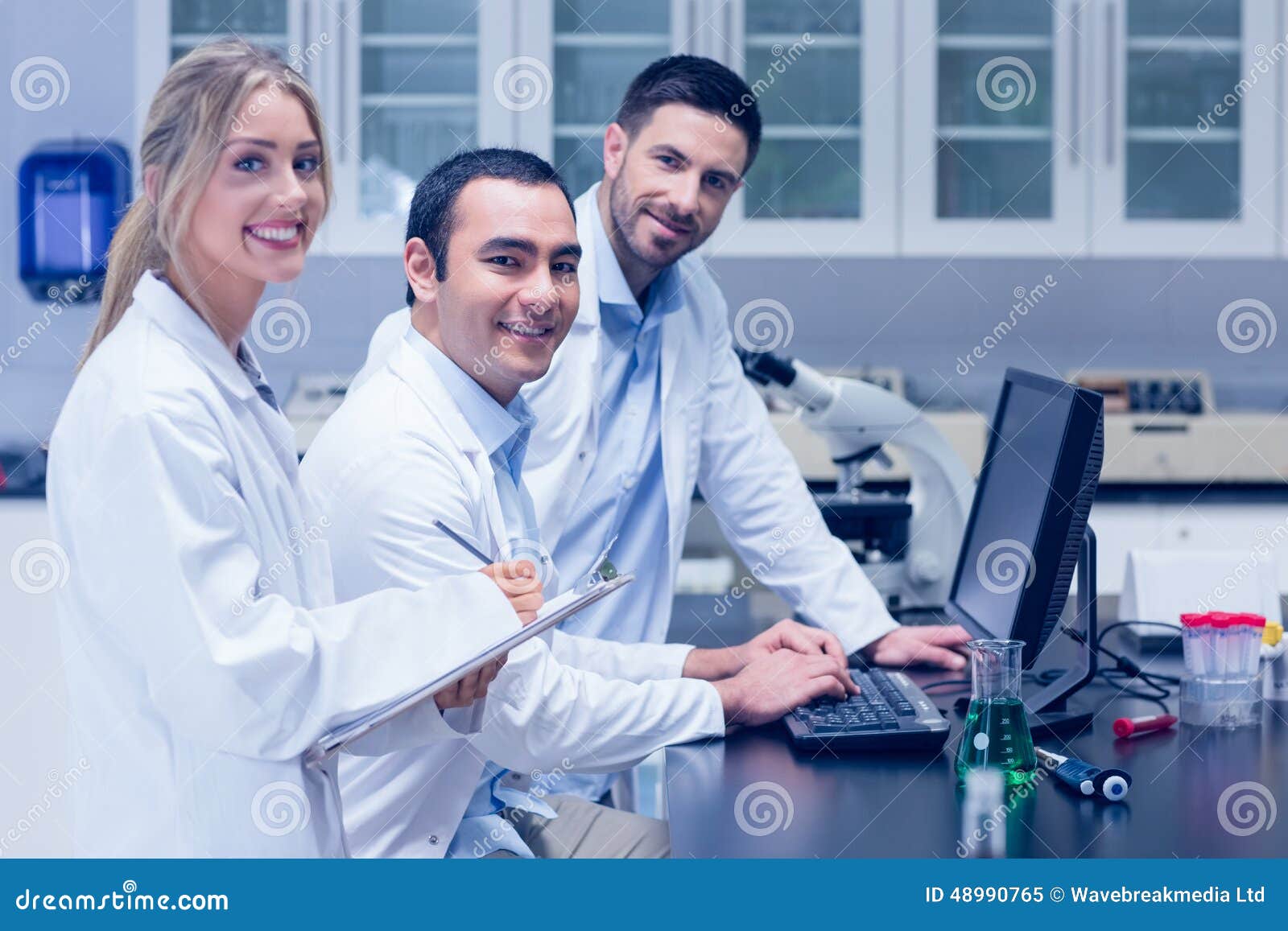 Science Students Working Together in the Lab Stock Image - Image of ...