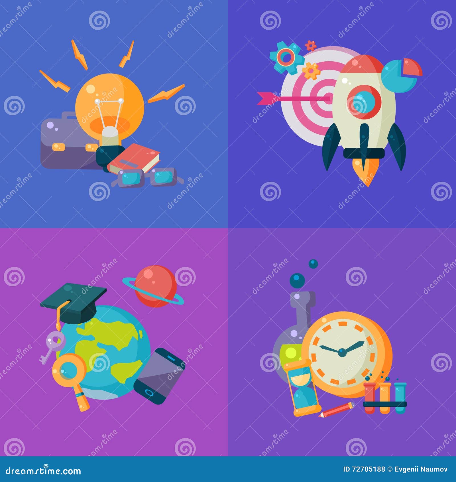 Science Studies Four Illustrations Set Stock Vector - Illustration of ...