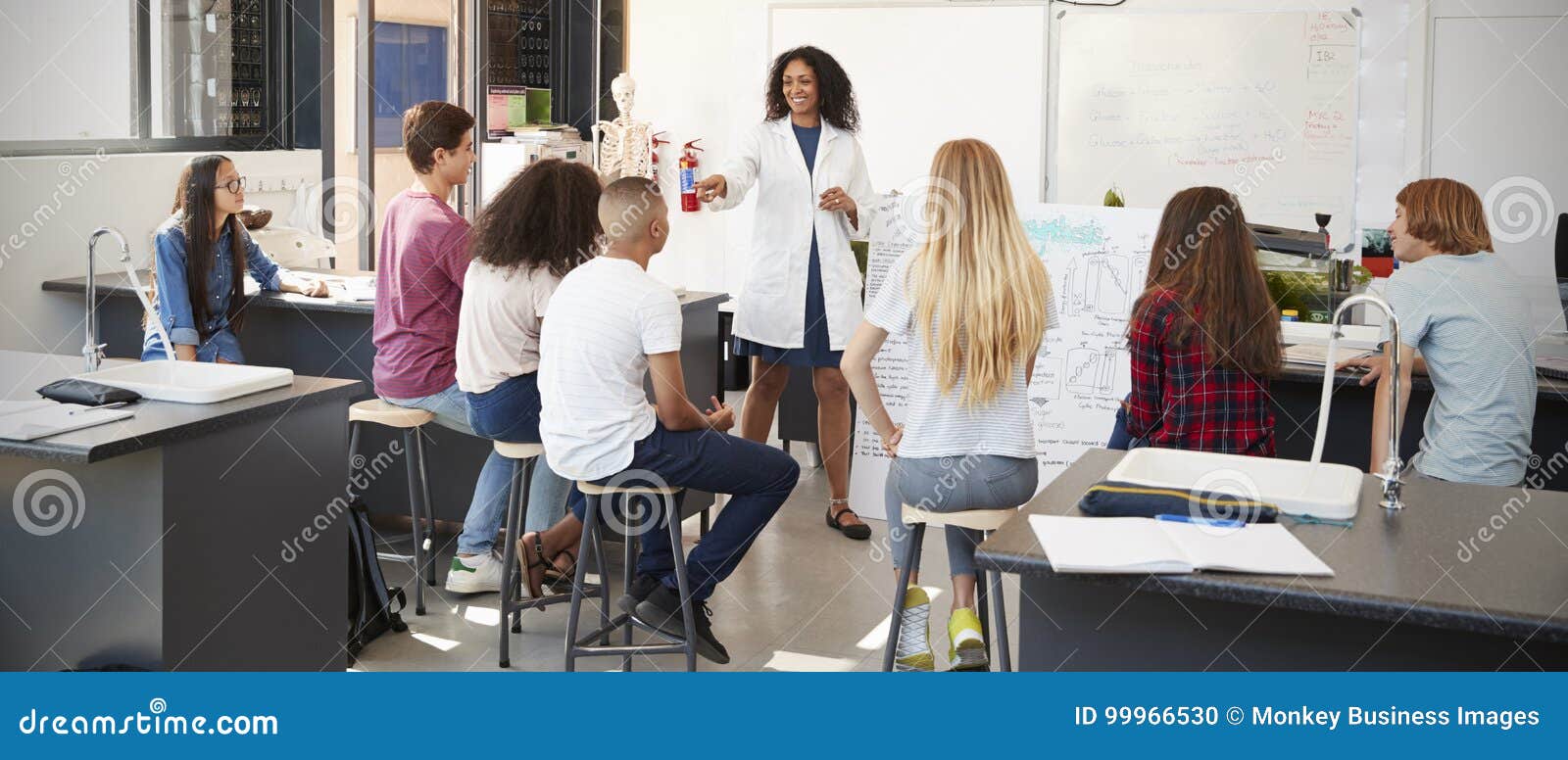 Science Teacher Giving Presentation in School Science Class Stock Photo ...