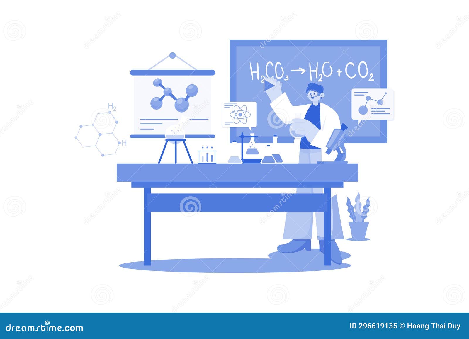 Science Teacher Teaching Chemical Formulas Stock Vector - Illustration ...