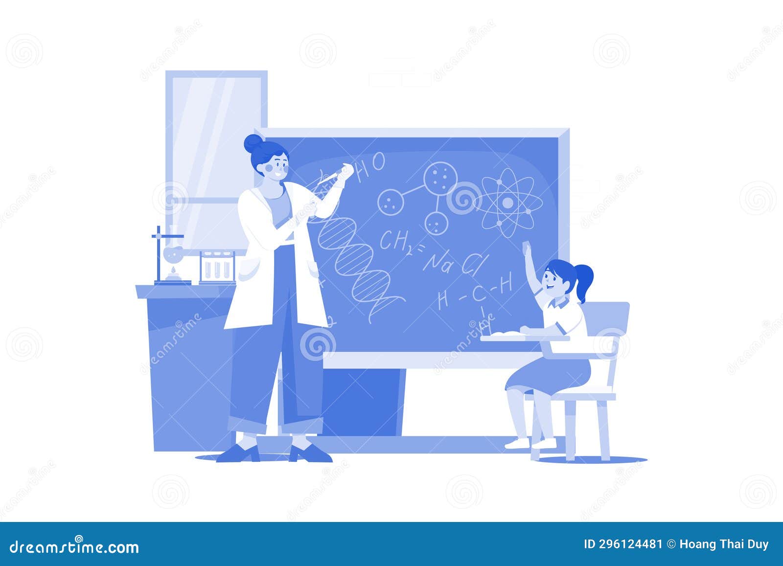Science Teacher Teaching in Class Stock Vector - Illustration of ...