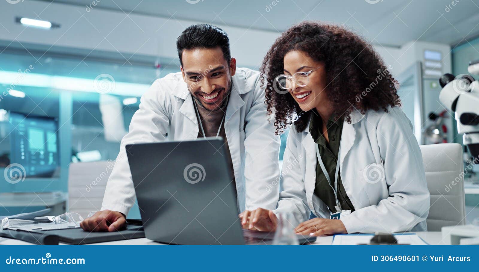Science, Teamwork and Scientist with Tablet in Laboratory for ...
