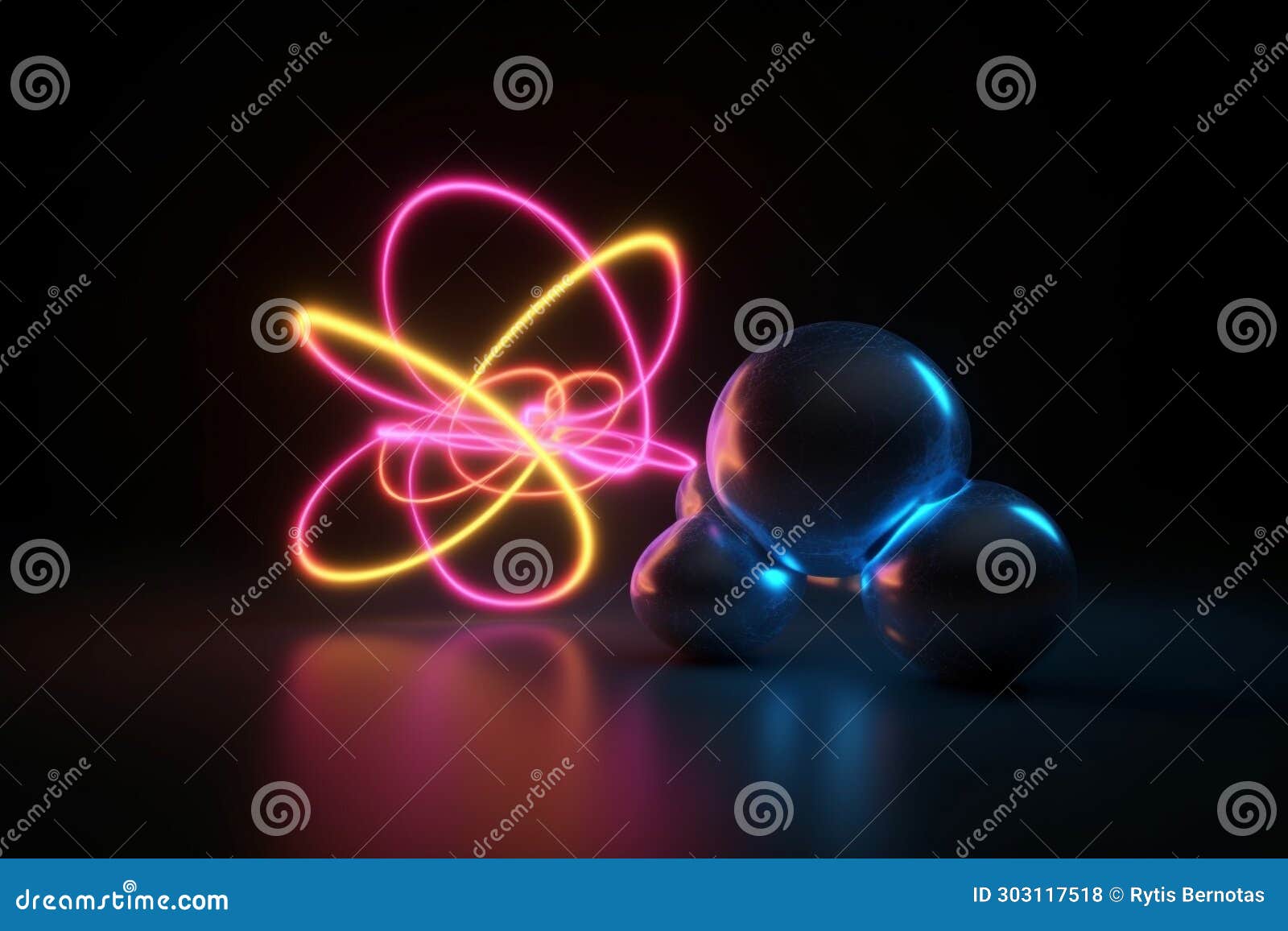 Abstract and Surreal Atom Model Lightning and Visualization Stock ...