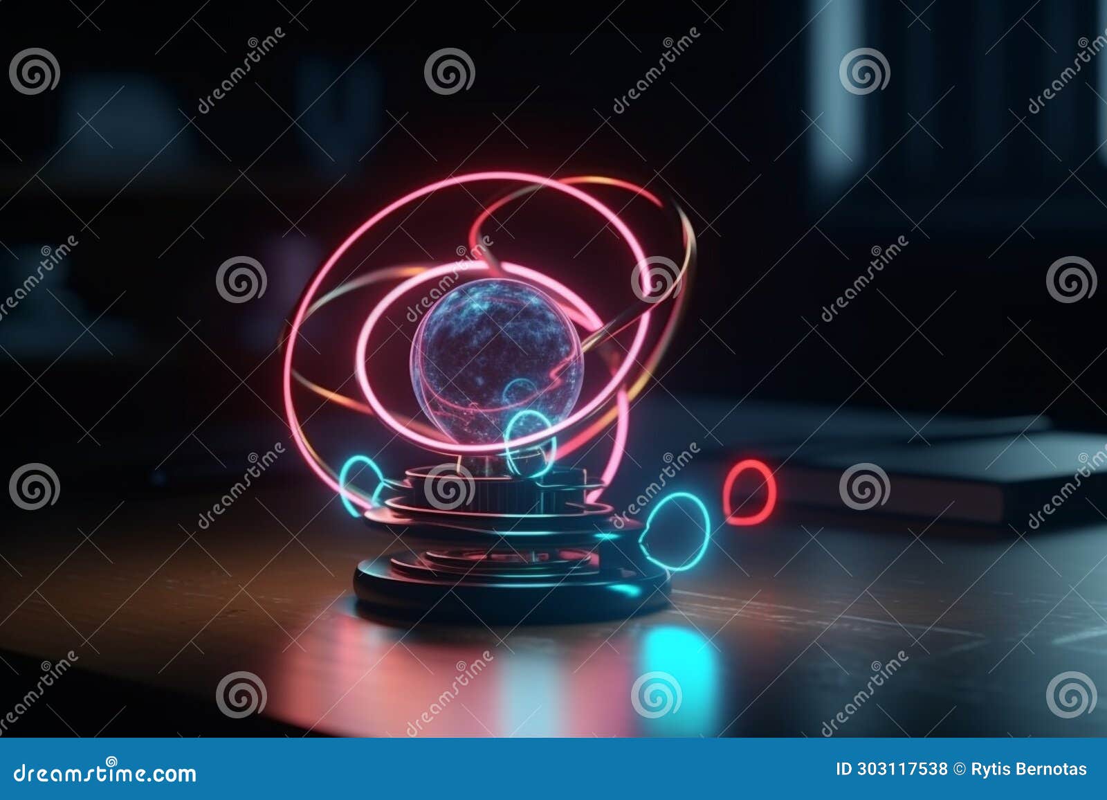 Abstract and Surreal Atom Model Lightning and Visualization Stock ...
