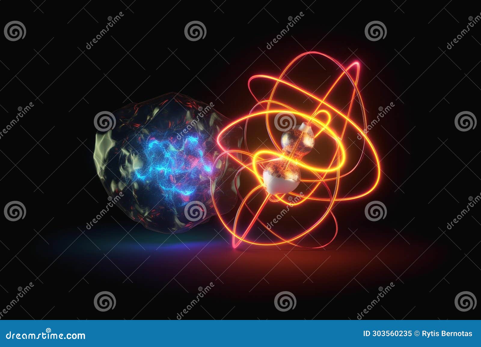 Abstract and Surreal Atom Model Lightning and Visualization Stock ...