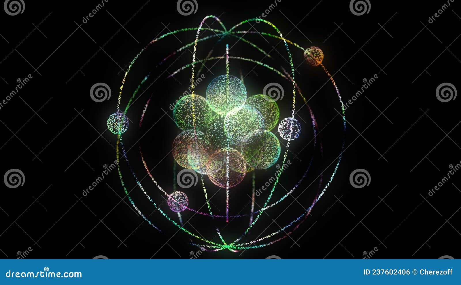 Atomic Structure Of Particle On Black Background Royalty-Free ...