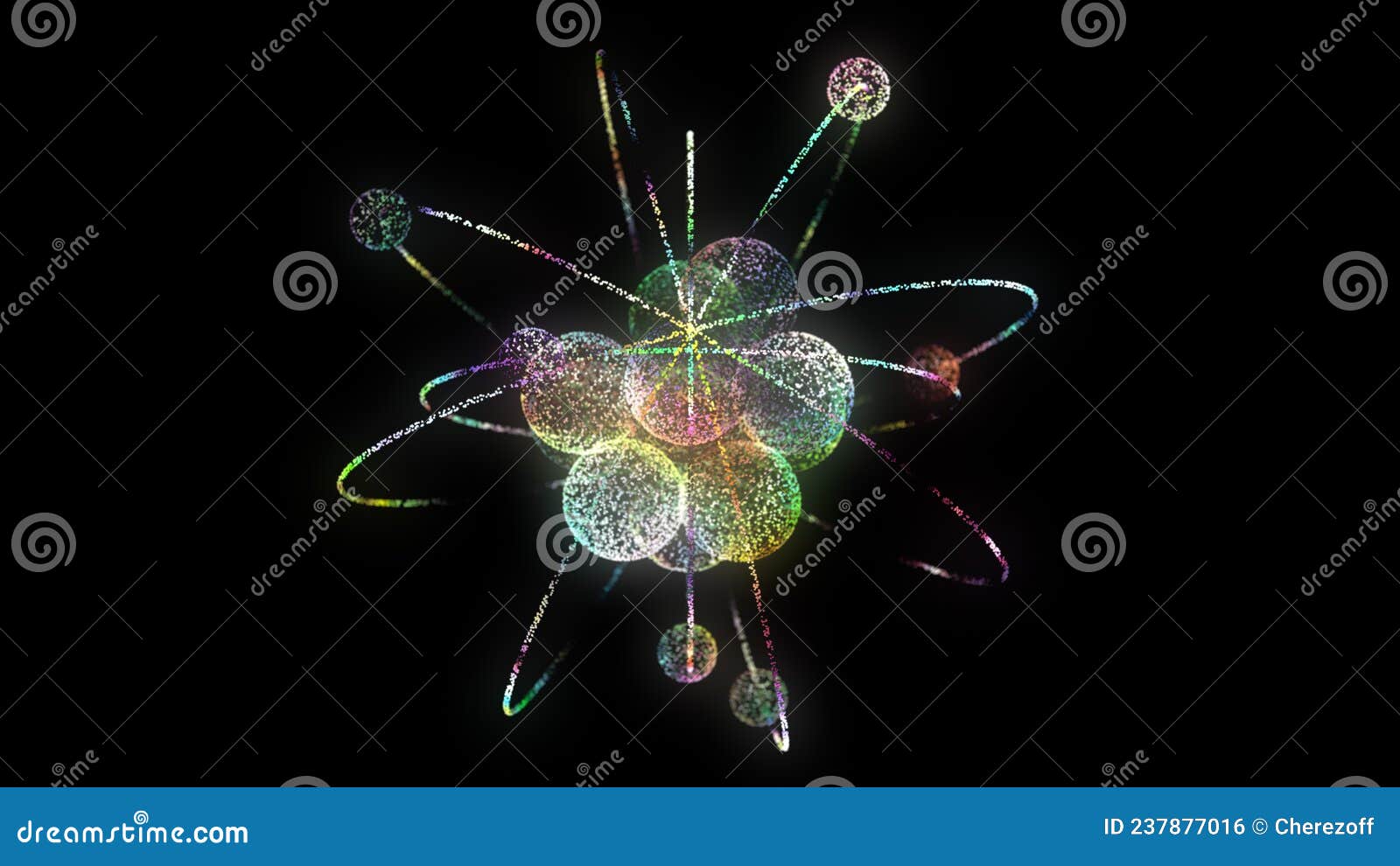 Atomic Structure of Particle on Black Background Stock Illustration ...