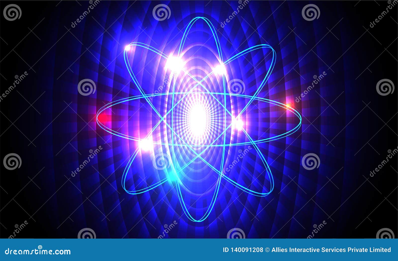 Science and Technology Concept, Atomic Structure with Nucleus on Blue ...