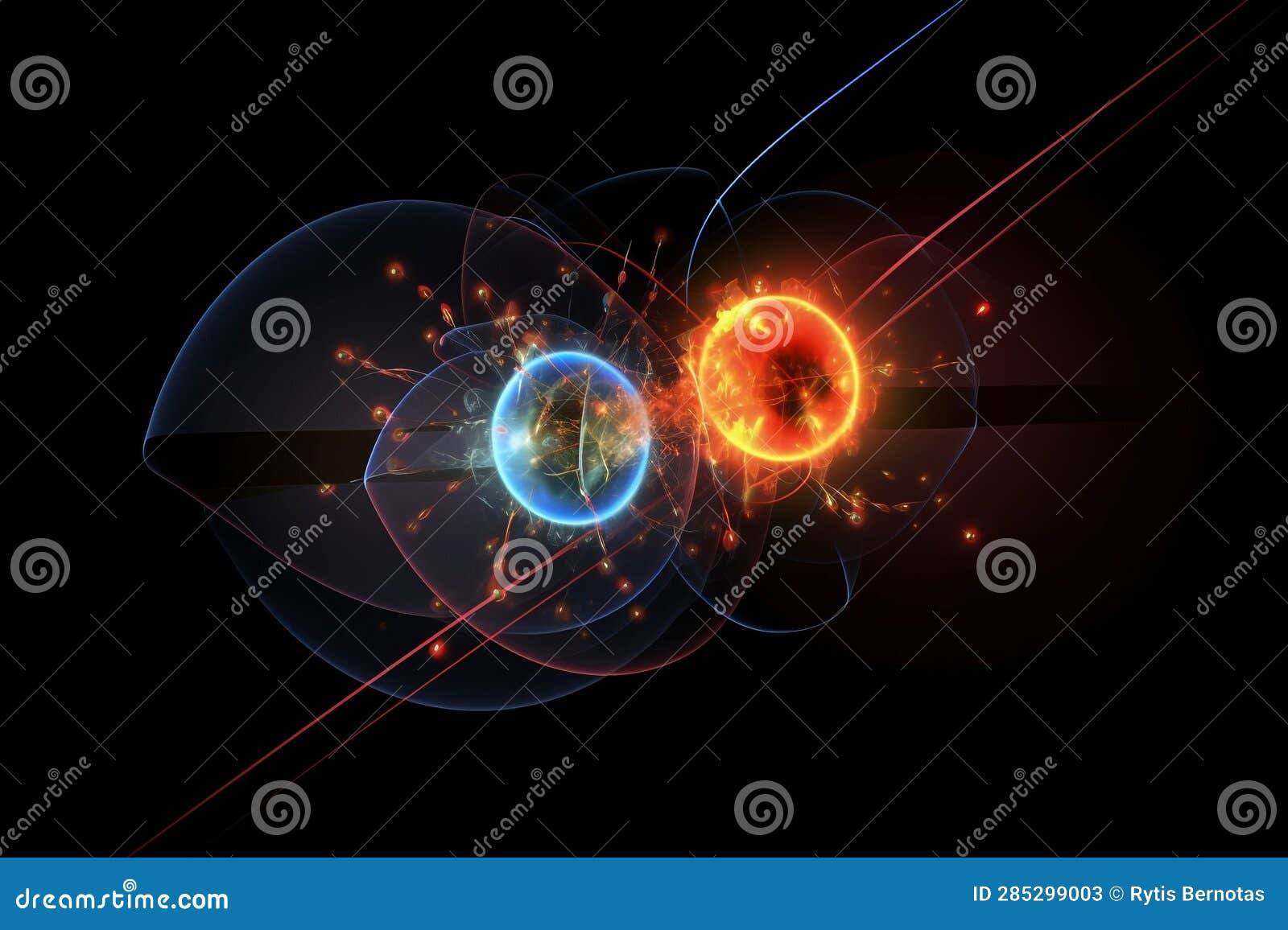 Collision of Two Atoms Illustration. Generative AI Stock Illustration ...