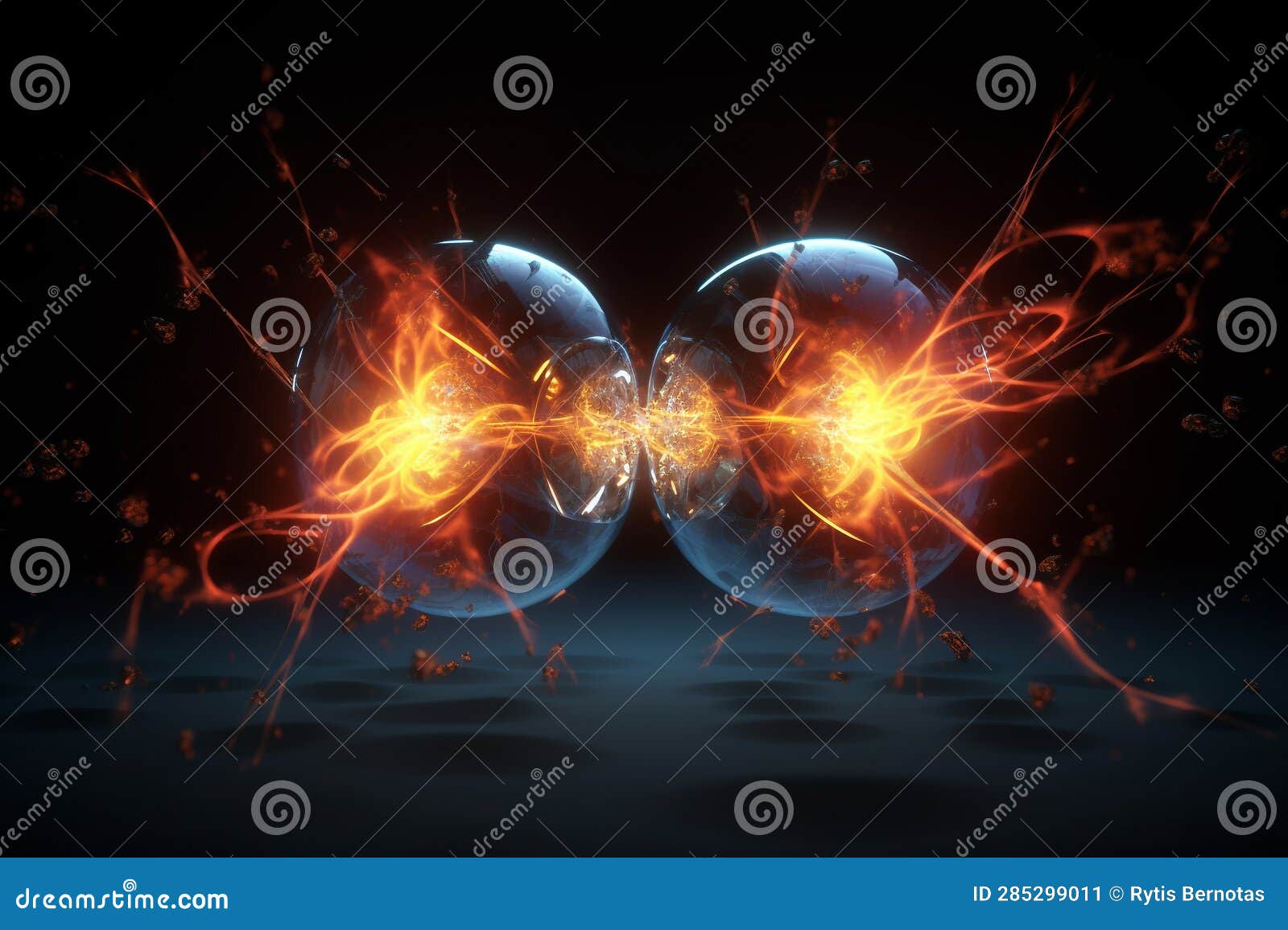 Collision of Two Atoms Illustration. Generative AI Stock Illustration ...