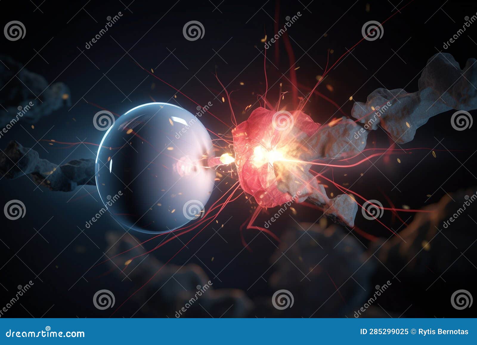 Collision of Two Atoms Illustration. Generative AI Stock Illustration ...