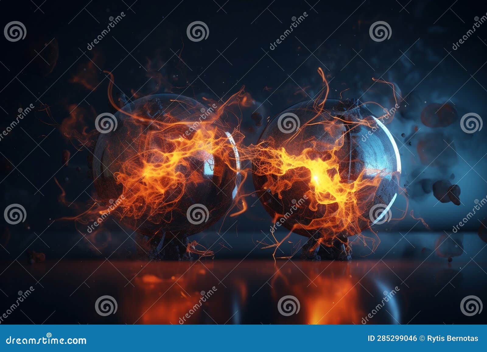 Collision of Two Atoms Illustration. Generative AI Stock Illustration ...