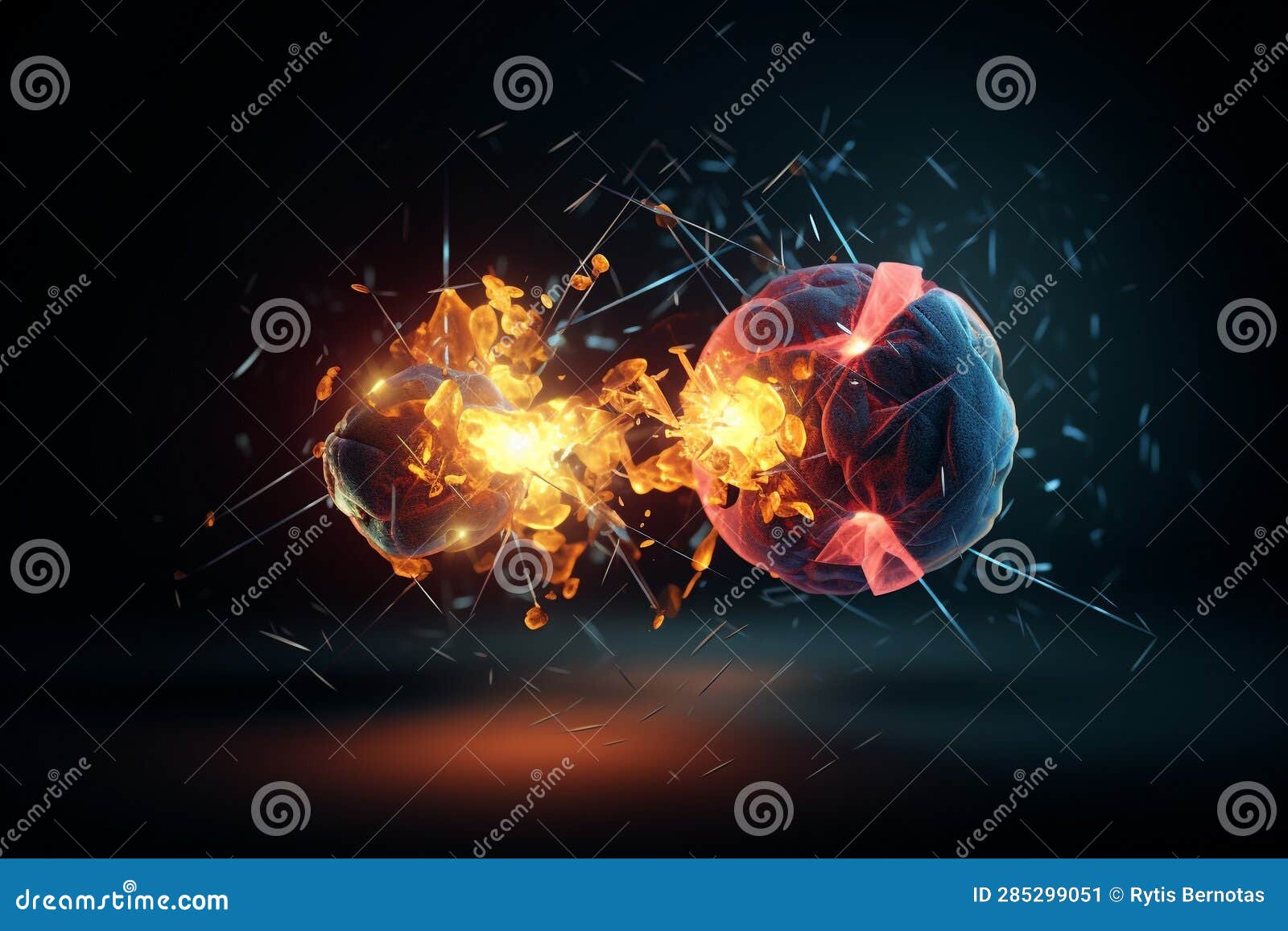 Collision of Two Atoms Illustration. Generative AI Stock Illustration ...