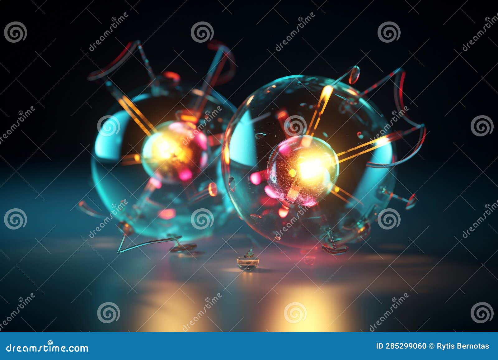 Collision of Two Atoms Illustration. Generative AI Stock Illustration ...