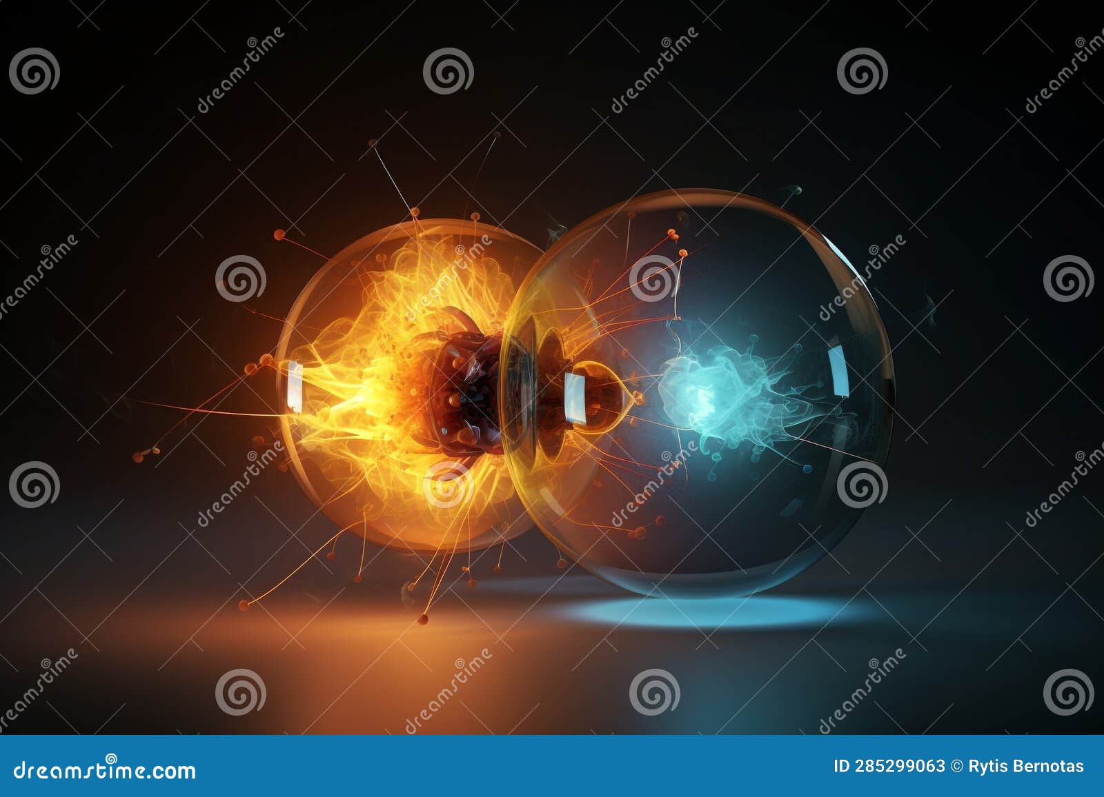 Collision of Two Atoms Illustration. Generative AI Stock Illustration ...