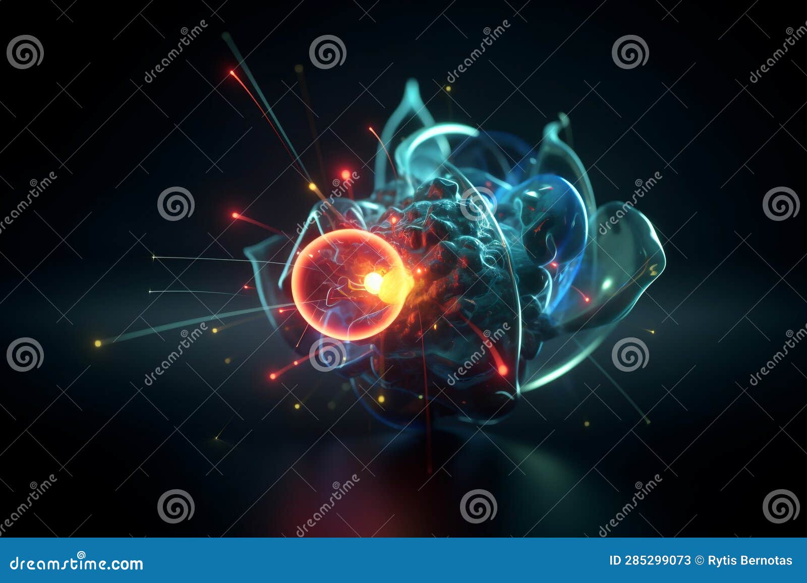 Collision of Two Atoms Illustration. Generative AI Stock Illustration ...