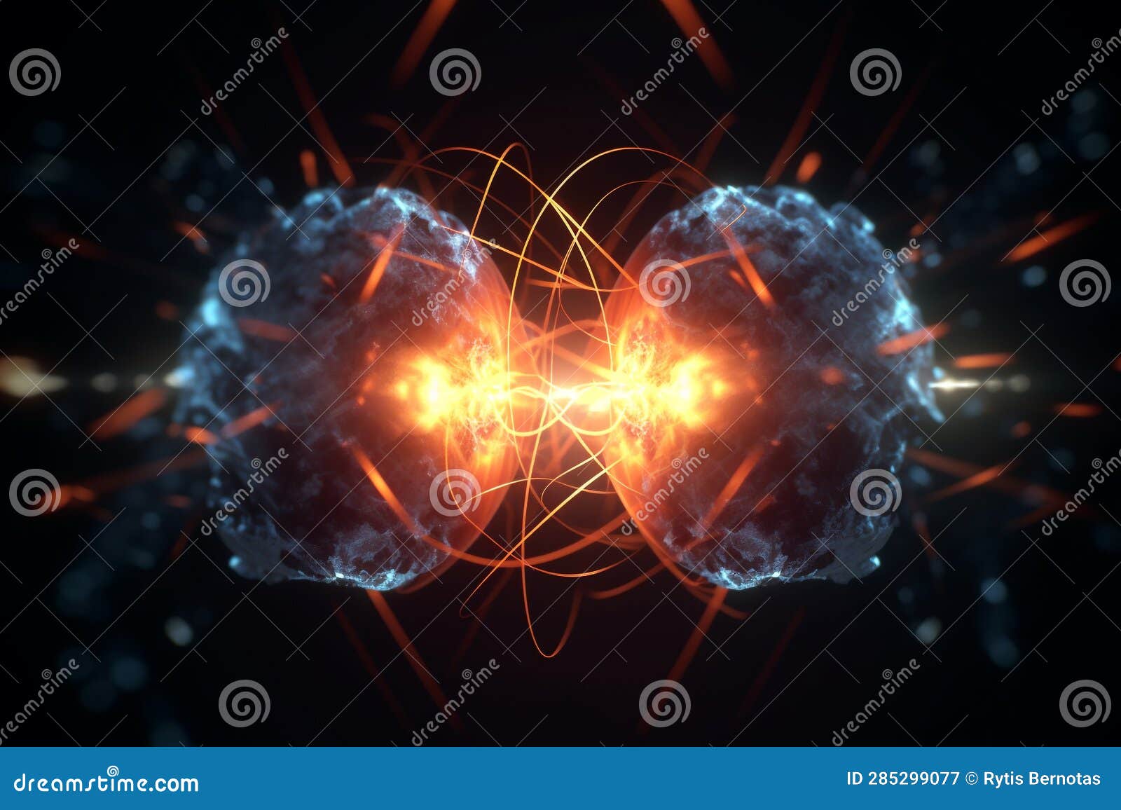 Collision of Two Atoms Illustration. Generative AI Stock Illustration ...