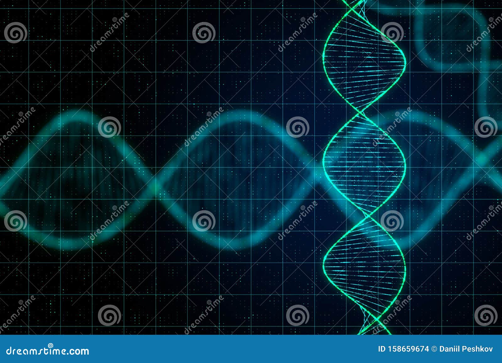 Science and Technology Concept with Digital Dna Spiral and Abstract ...