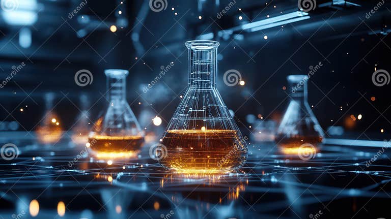 Science and Technology Concept Featuring Laboratory Flasks and ...
