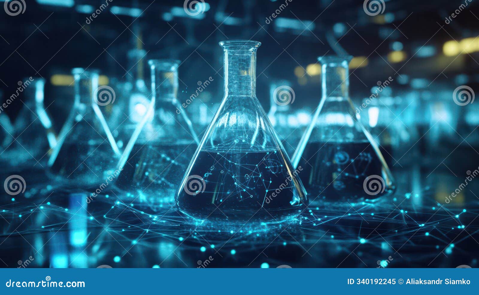 Science and Technology Concept Featuring Laboratory Flasks and ...
