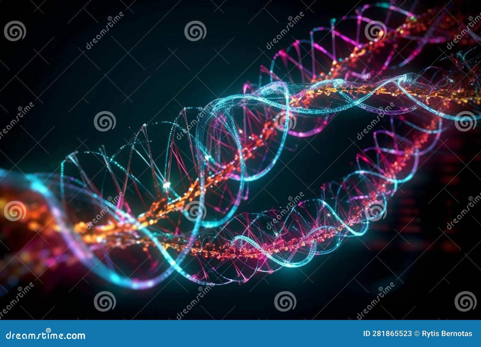 Human DNA and Quantum Mechanics Illustration. Generative AI Stock ...