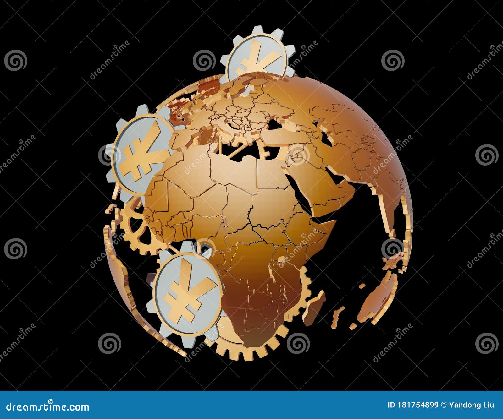 Science and Technology Earth and Gear, RMB Currency Symbol, Global ...