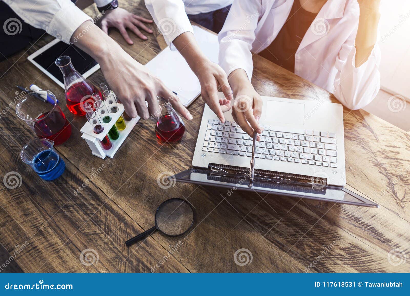 Science and Technology Education Concept. Scientist or Student Using ...