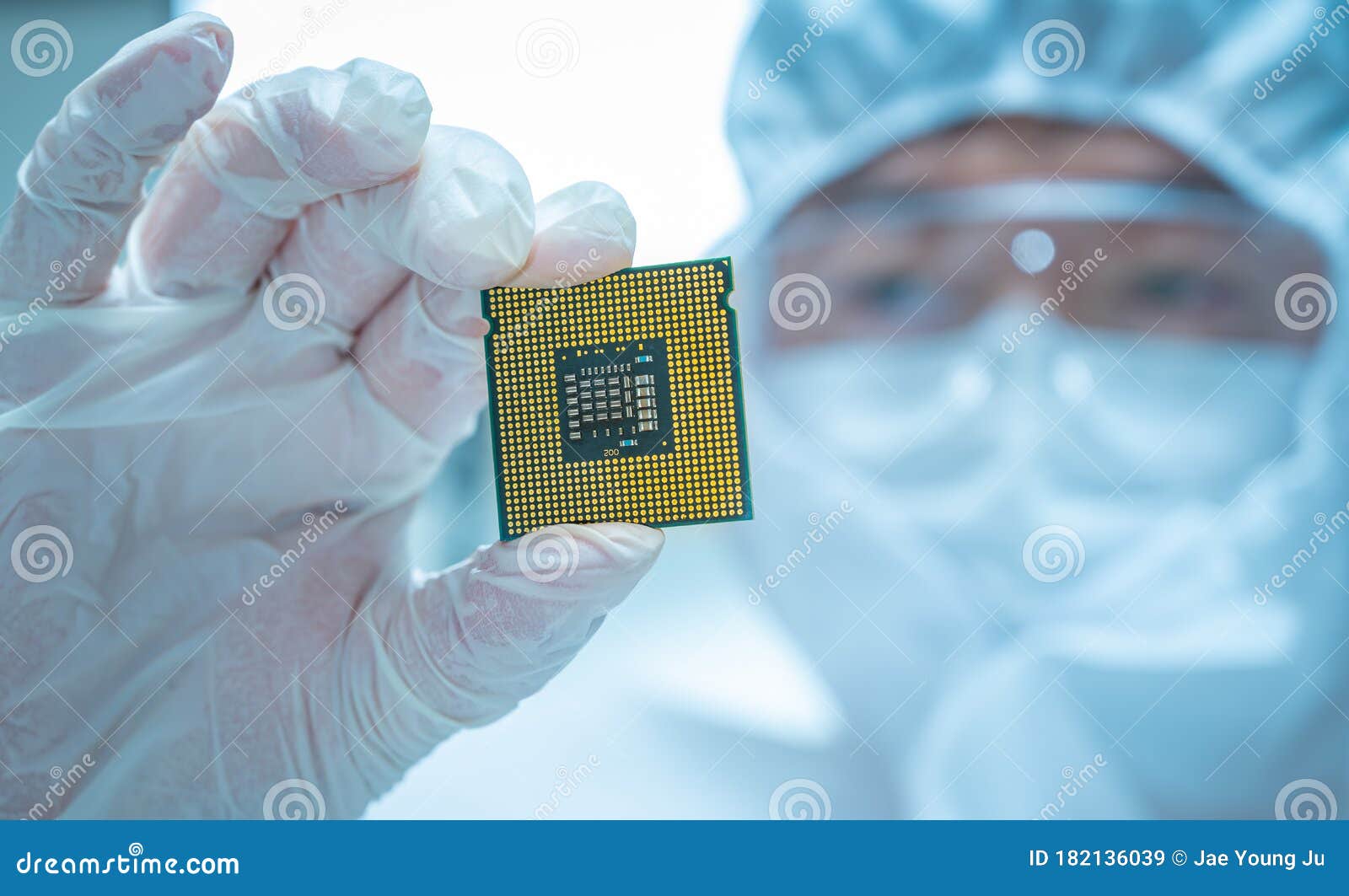 Science Technology. an Engineer or Scientist Examining the Computer CPU ...