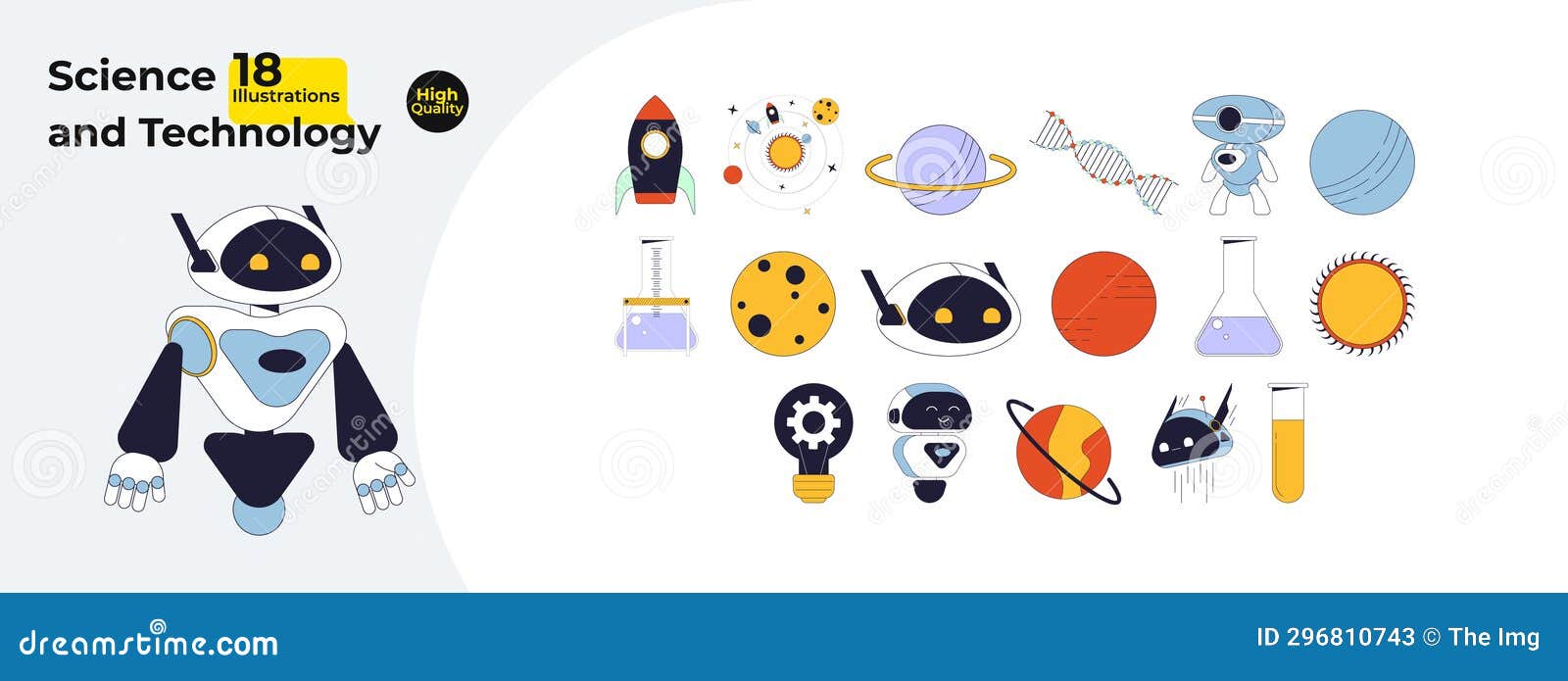 Science Technology Engineering 2D Linear Cartoon Objects Bundle Stock ...