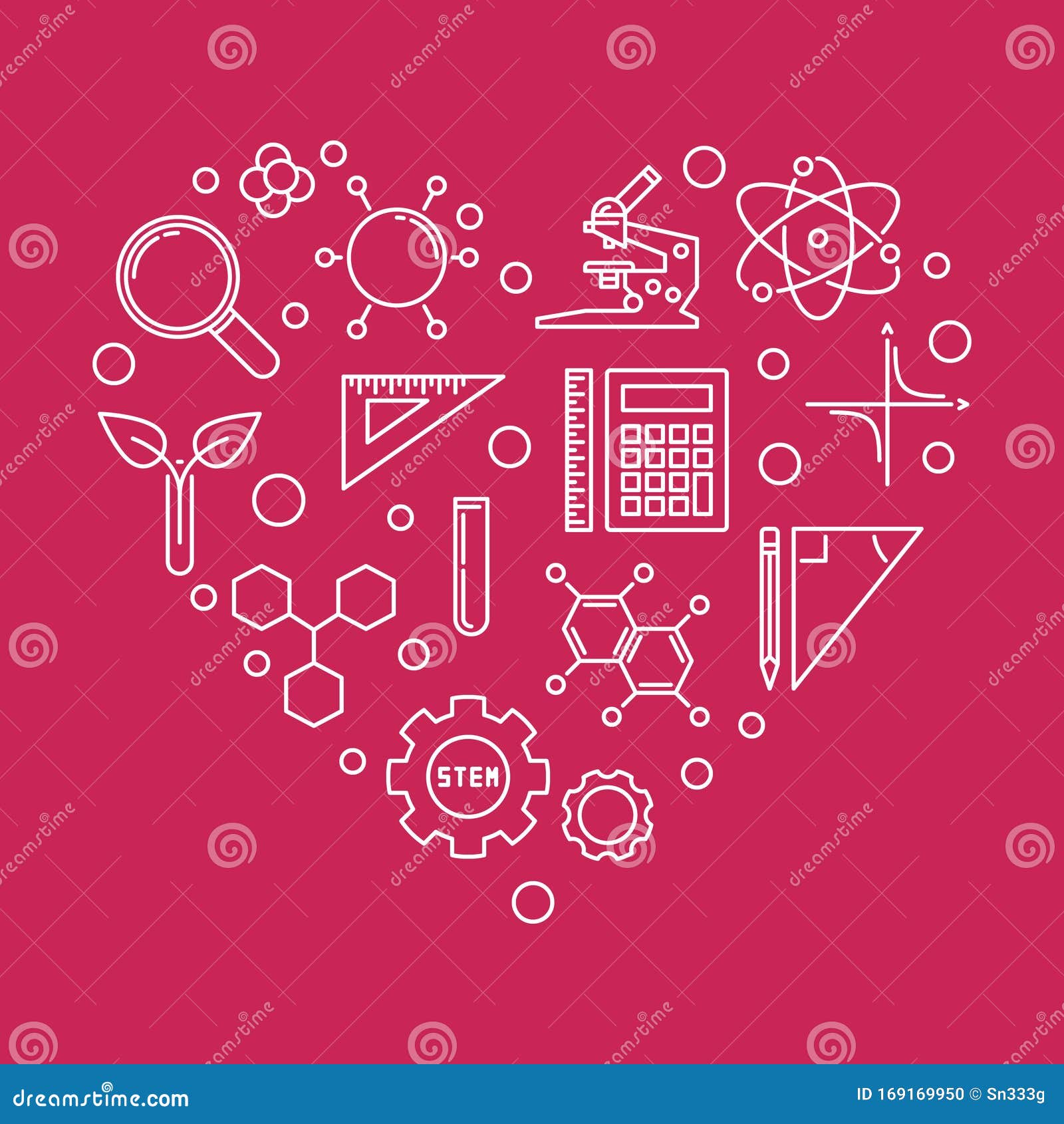 Science, Technology, Engineering and Math Heart Line Illustration Stock ...