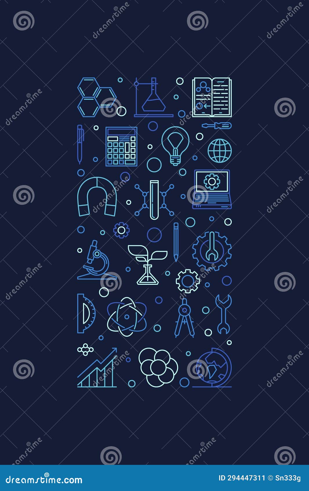 Science, Technology, Engineering and Math - STEM Vector Line Vertical ...