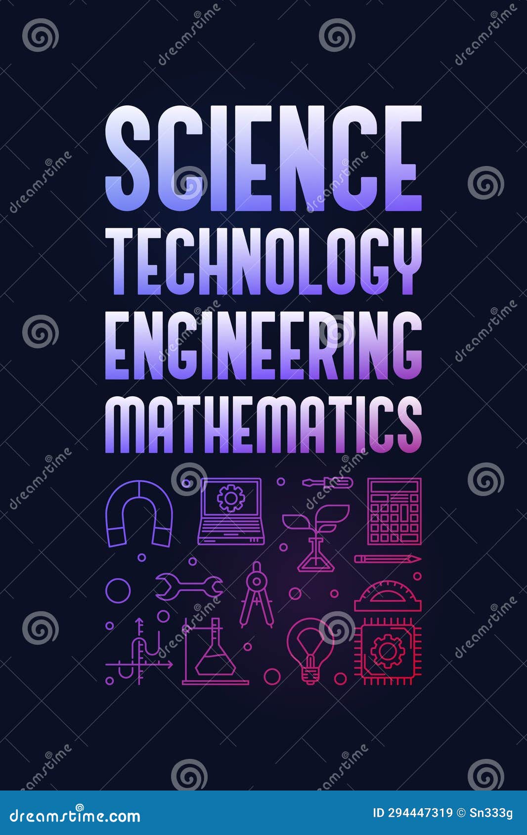 Science, Technology, Engineering and Math - STEM Vector Thin Line ...