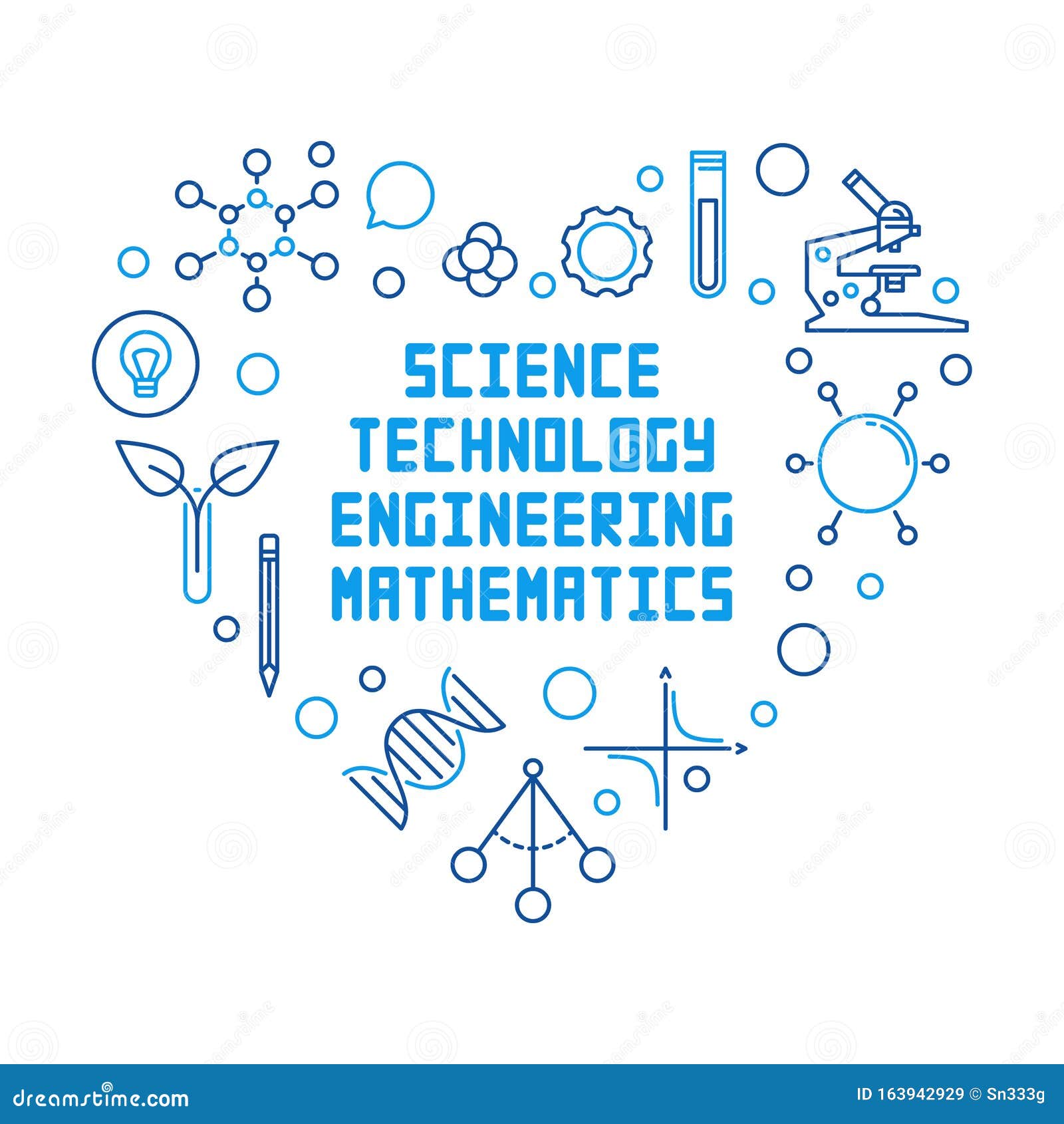 Science, Technology, Engineering and Math Vector Outline Heart Stock ...
