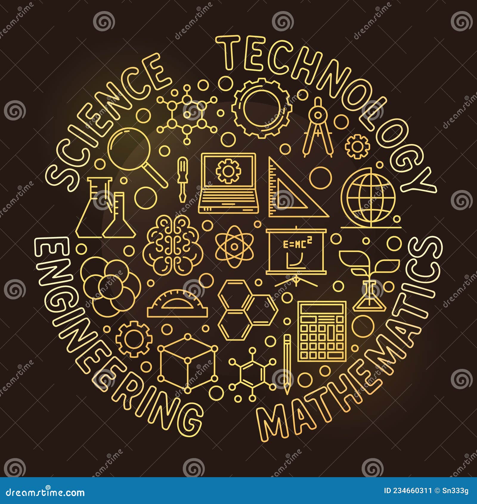 Science, Technology, Engineering, Mathematics Vector Golden Banner ...