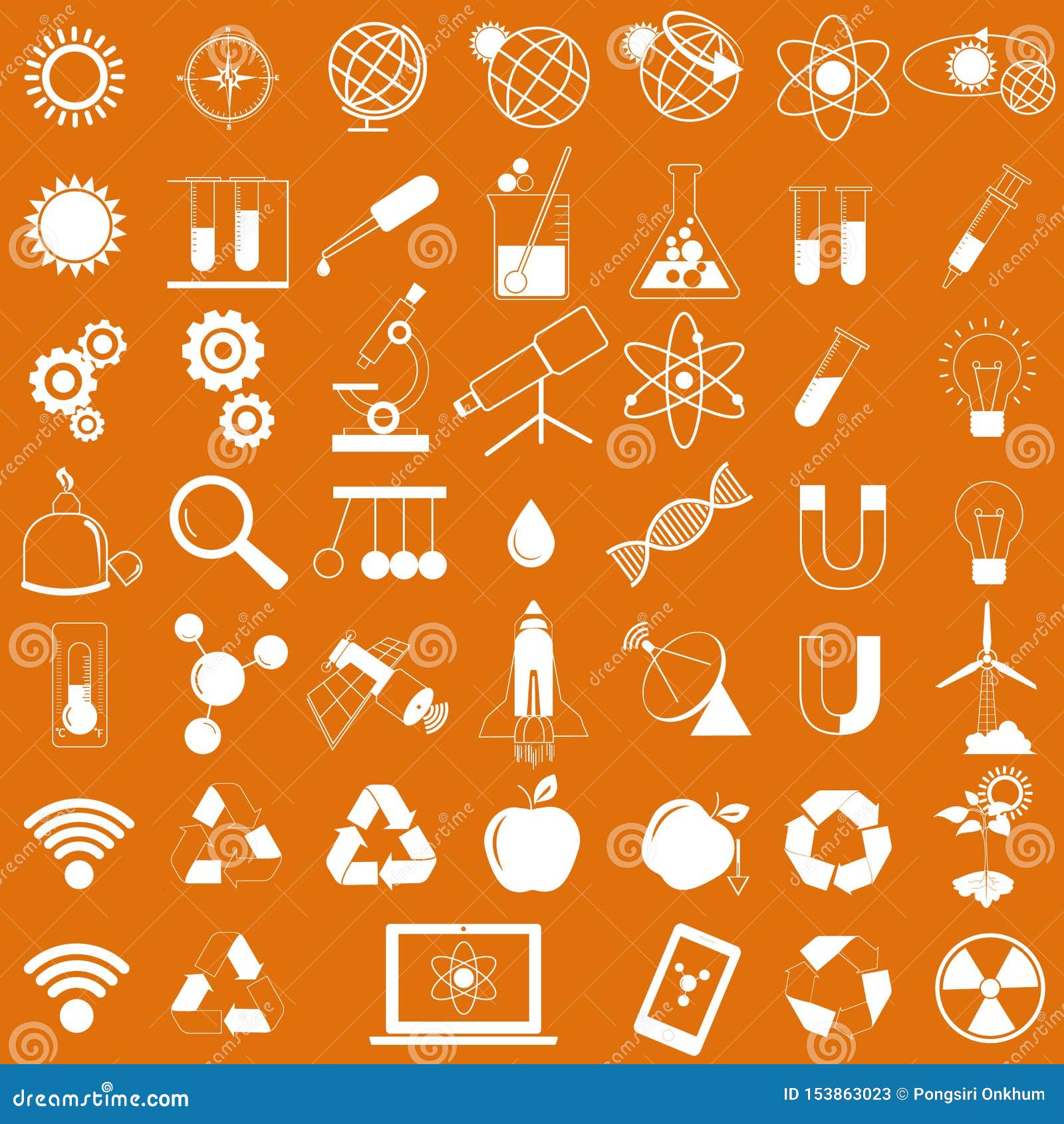Science & Technology Icon Set Stock Vector - Illustration of beaker ...
