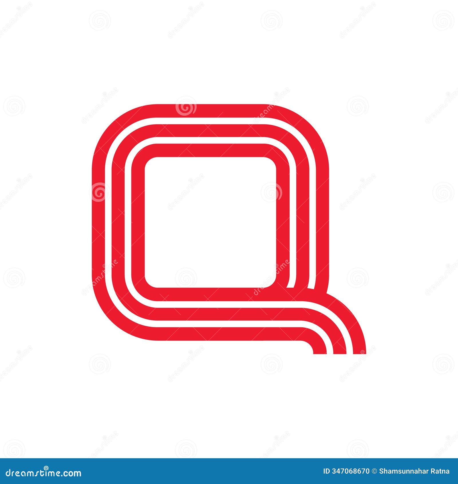 Red Abstract Geometric Square Shape Logo on Letter Q Stock Vector ...