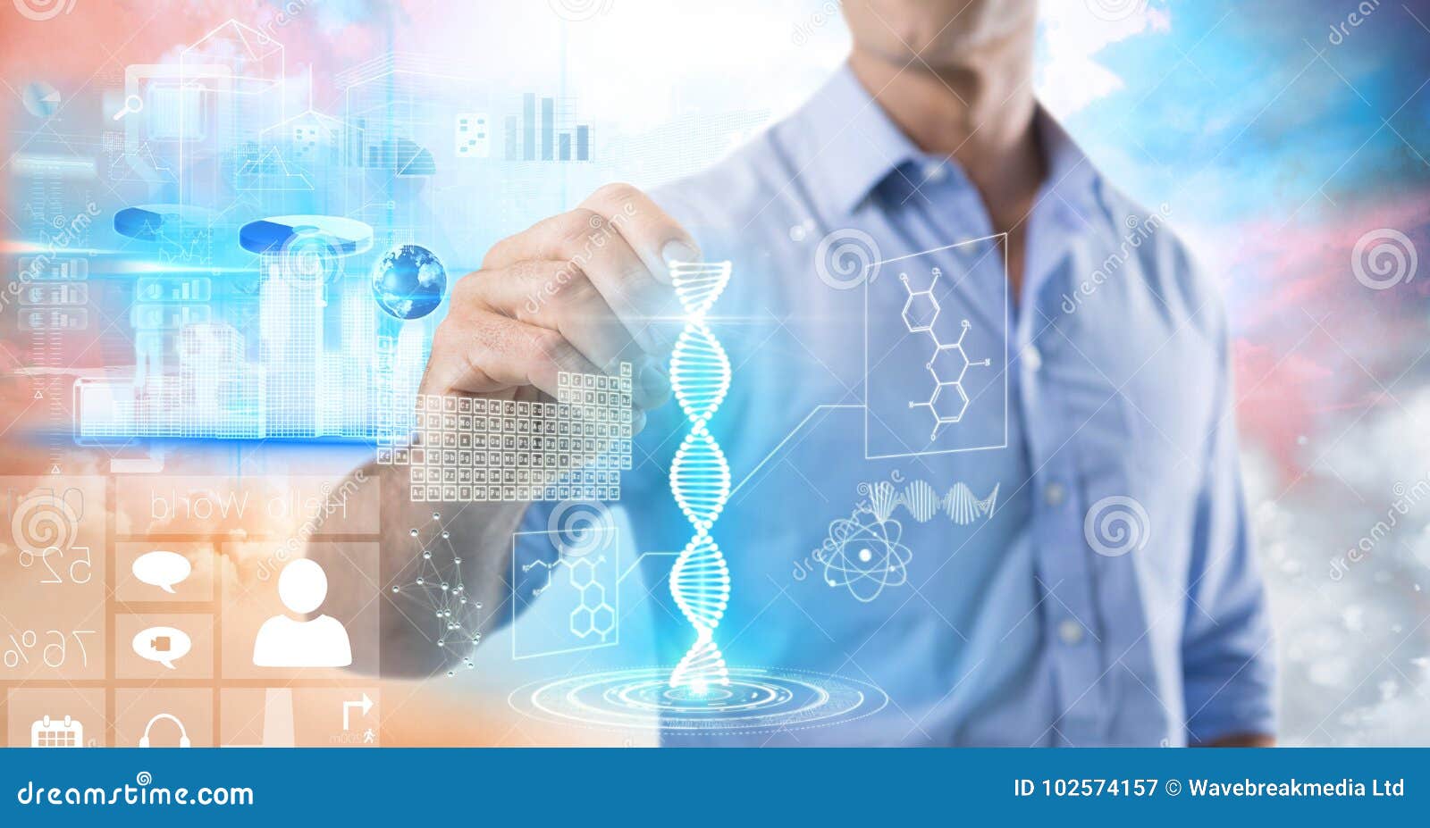 Science and Technology Interface and Businessman Holding Pen in Front ...