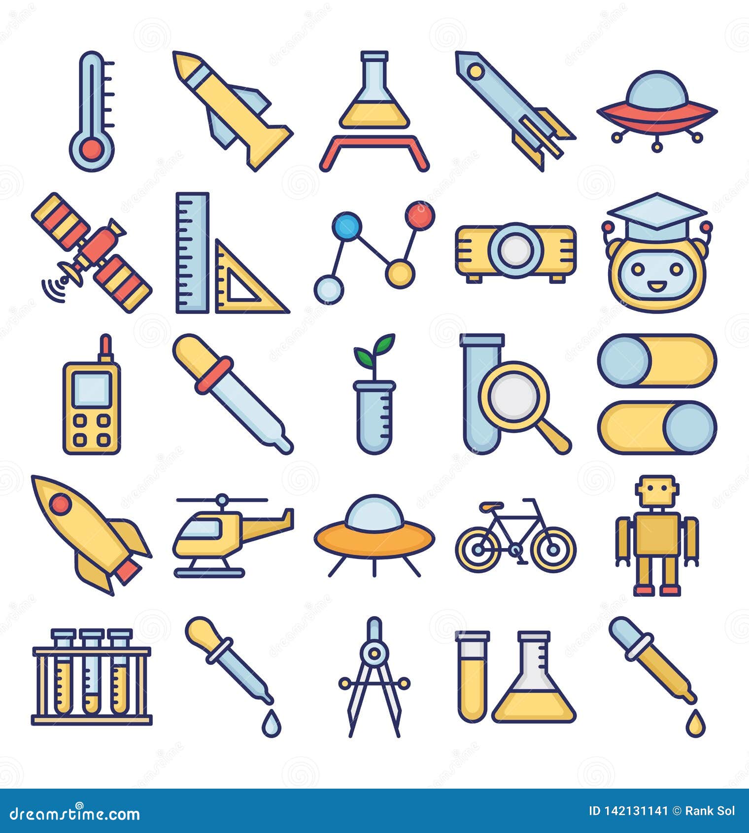 Science and Technology Isolated Vector Icons Set that Can Be Easily ...
