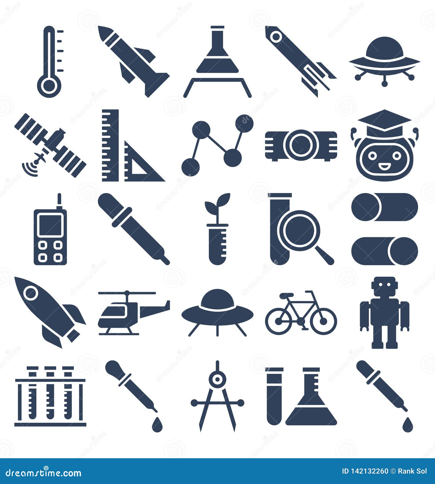 Science and Technology Isolated Vector Icons Set that Can Be Easily ...