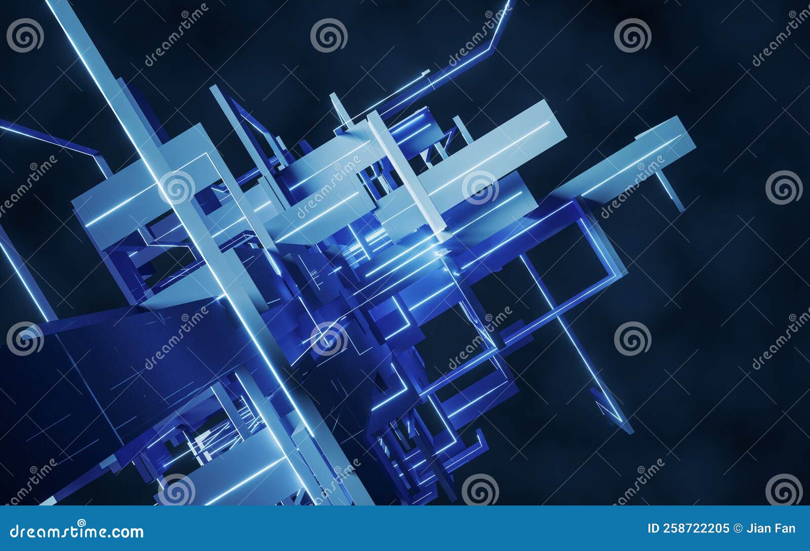 Science and Technology Line Structure, 3d Rendering Stock Illustration ...