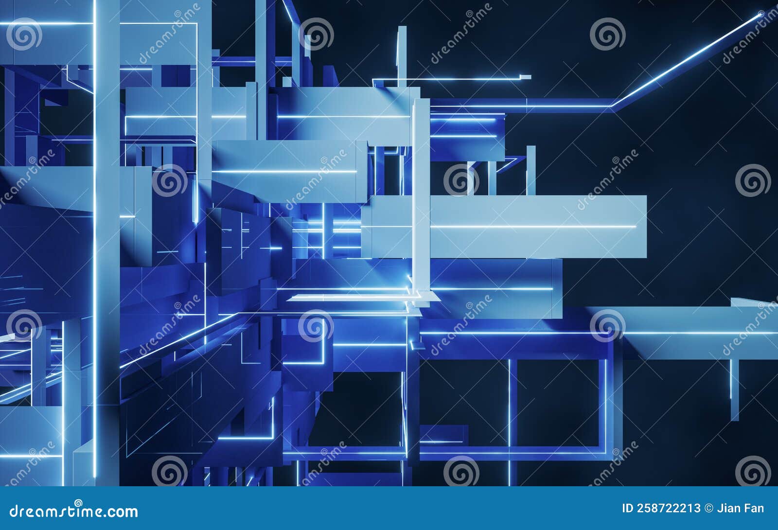 Science and Technology Line Structure, 3d Rendering Stock Illustration ...