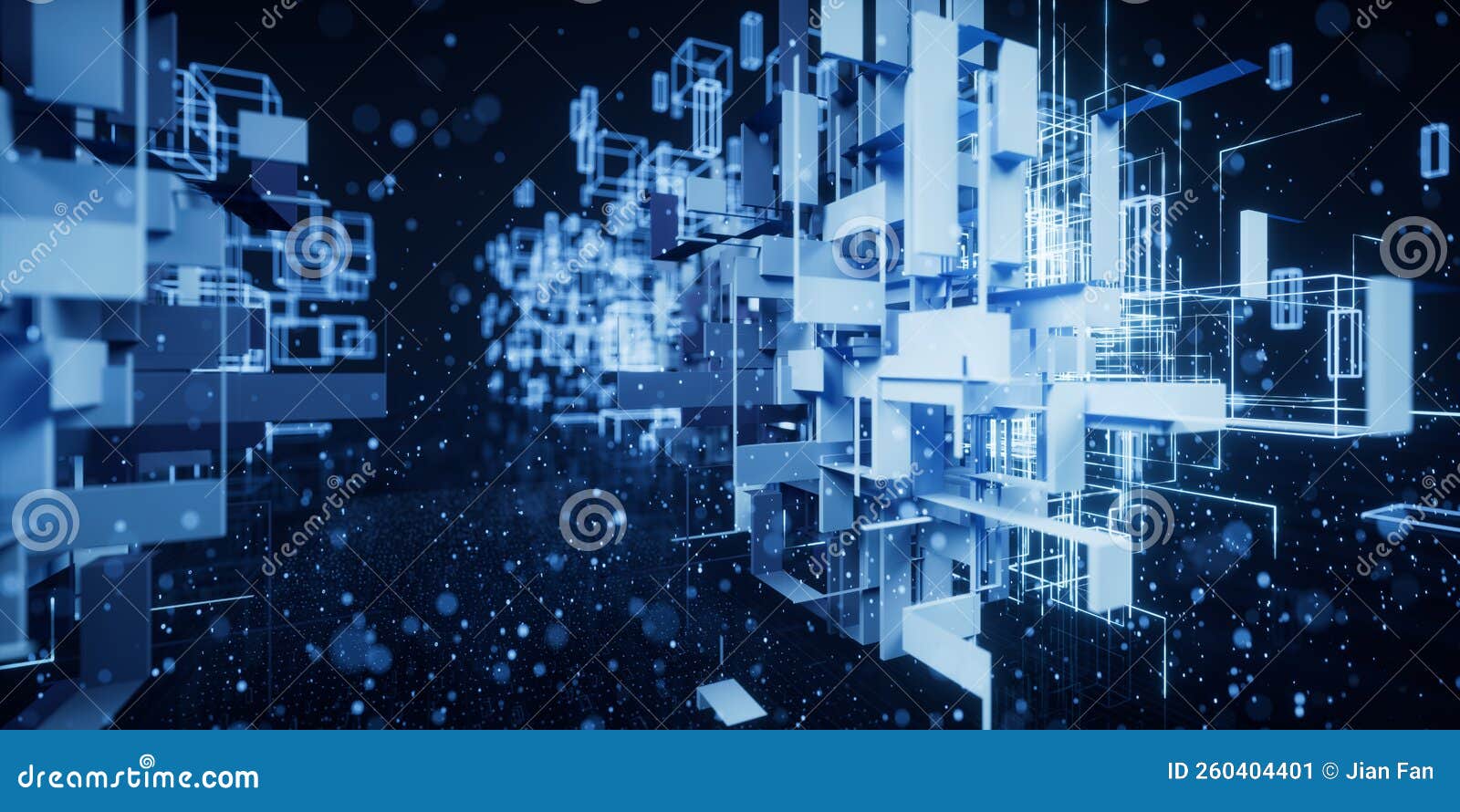 Science and Technology Line Structure, 3d Rendering Stock Illustration ...