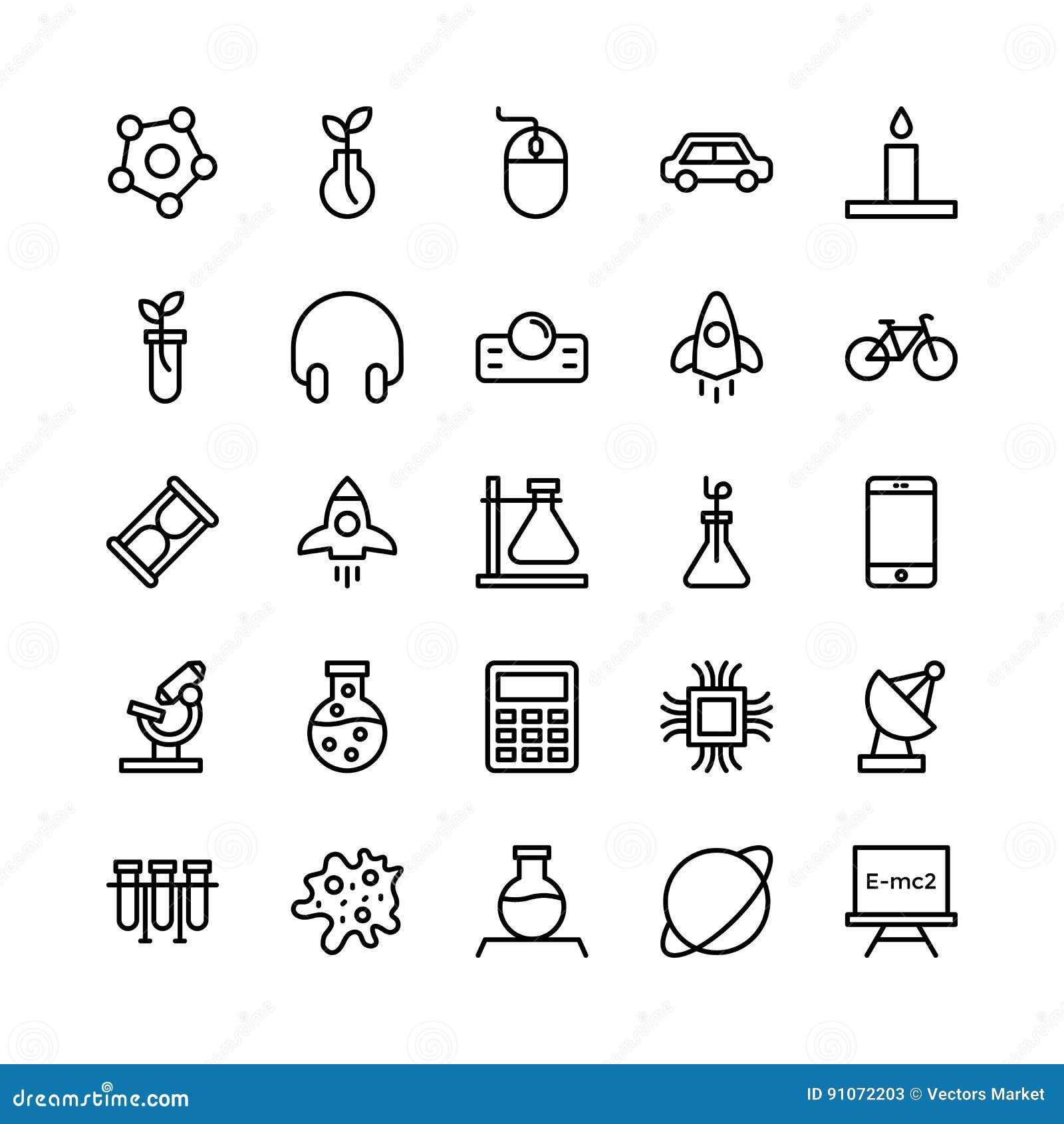 Science and Technology Line Vector Icons 15 Stock Illustration ...